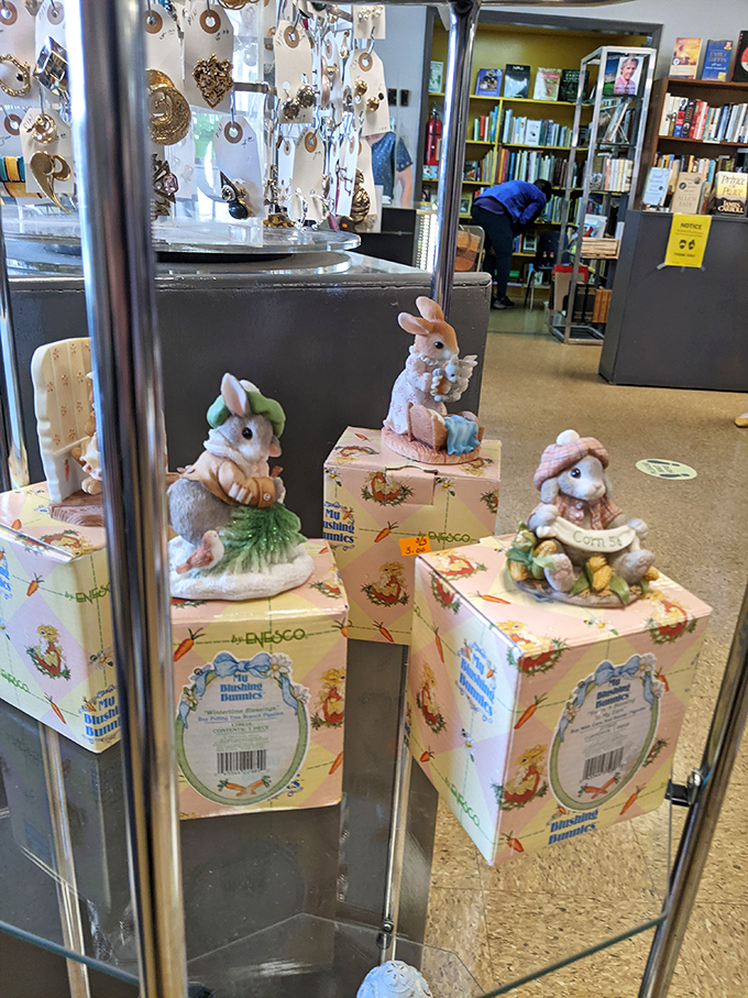 Blushing bunnies in their original boxes&mdash;collectibles that once graced someone's curio cabinet now await their next admirer.