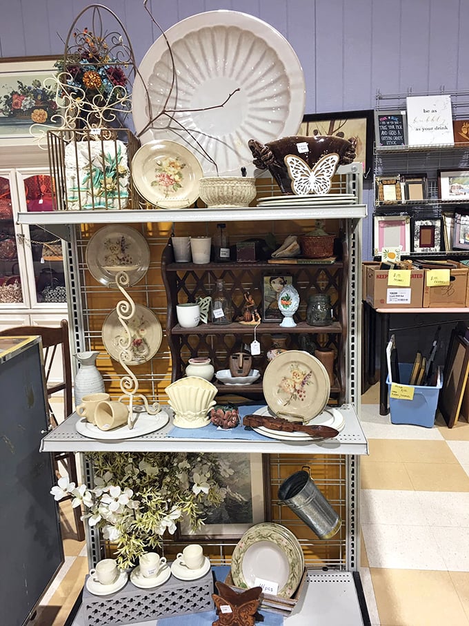 Artfully arranged treasures that transform ordinary shelves into a museum of everyday elegance. That shell-shaped platter is calling your name.