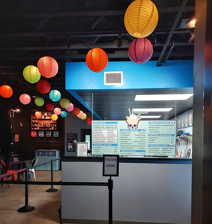 The ordering counter&mdash;where life-changing decisions are made daily under the watchful gaze of a skull wearing a chef's hat.
