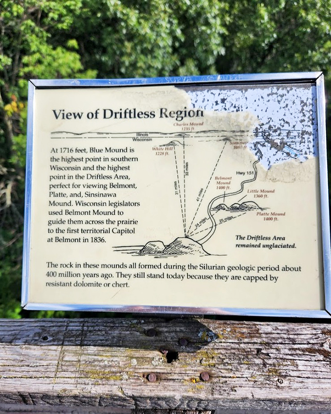 This sign offers a crash course in geology that's 400 million years in the making. Talk about the ultimate throwback Thursday.