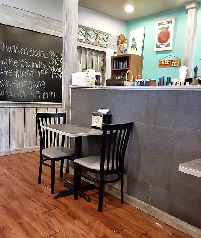 Mint walls, chalkboard specials, and simple furnishings&mdash;this corner of the restaurant feels like stepping into a simpler time when food was honest and portions were generous.