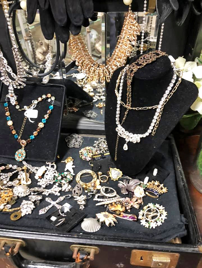 Vintage jewelry displays that make magpies of us all. Each sparkly piece whispers, "I've seen things you wouldn't believe, and I'll tell you all about it."