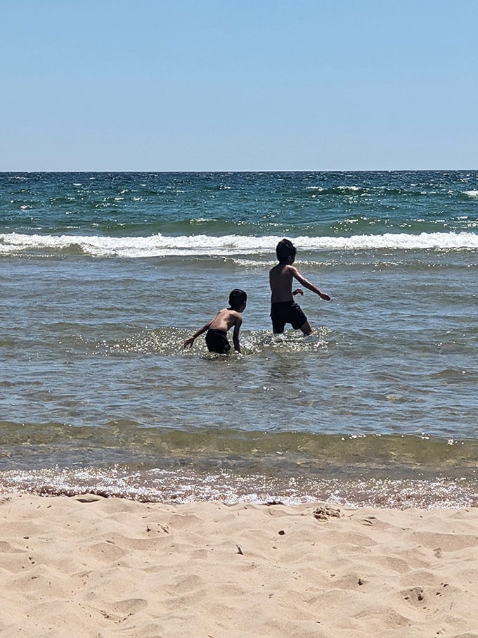 Summer's ultimate joy&mdash;children discovering the thrill of cool lake waters on a hot day, creating memories that will outlast any video game.