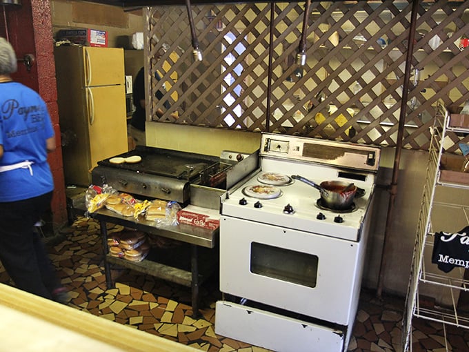 No stainless steel wonderland here&mdash;just well-worn equipment that's seen more barbecue triumphs than most of us have had hot meals.