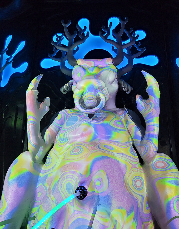 A bioluminescent deity that seems to have escaped from the dreams of a marine biologist with an art degree.