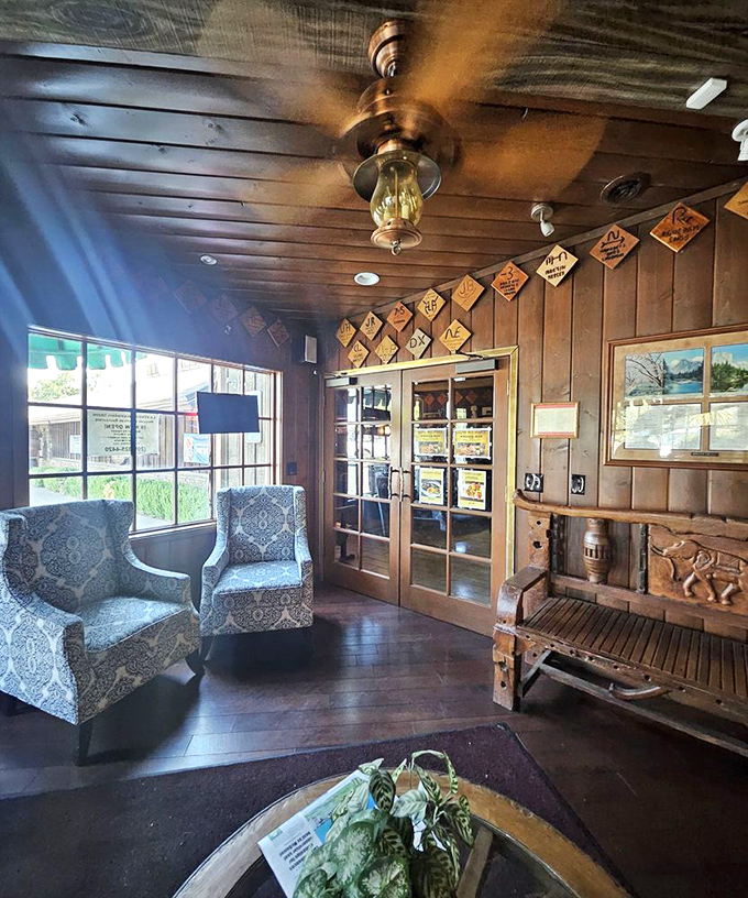 The lounge whispers "stay awhile" with chairs that hug you back.