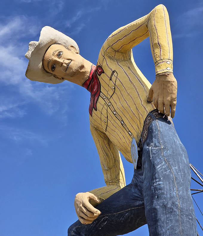 Looking up at Tex feels like meeting a gentle giant, his weathered features telling decades of stories about American road culture.