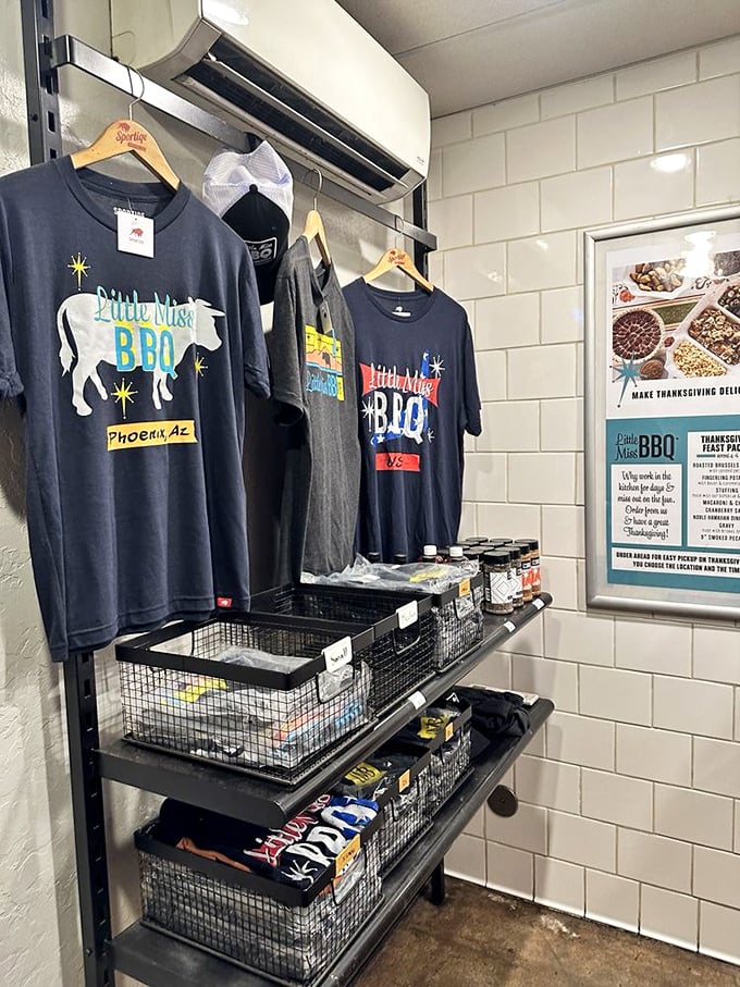 Merchandise that lets you take the barbecue love home. Like band t-shirts after a concert, these souvenirs prove you witnessed greatness firsthand.