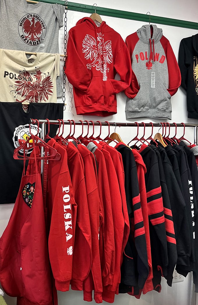 Polish pride on display! These vibrant hoodies and shirts let you wear your pierogi passion on your sleeve&mdash;literally.