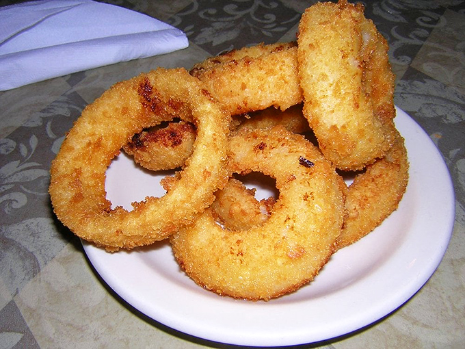 Onion rings with that perfect crunch factor &ndash; the kind that make you temporarily forget vegetables are supposed to be healthy.