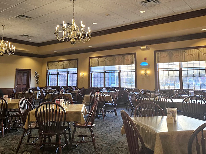 Dining room spacious enough for family reunions and intimate enough for quiet conversations over pie.