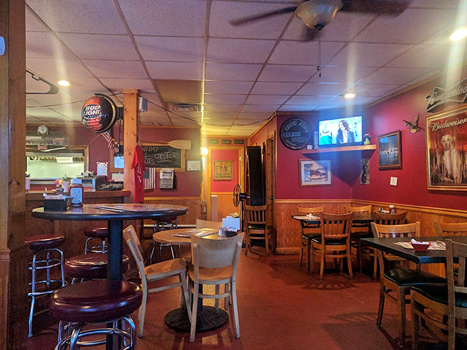 The bar area offers a cozy retreat where regulars exchange stories while waiting for plates of morning magic.