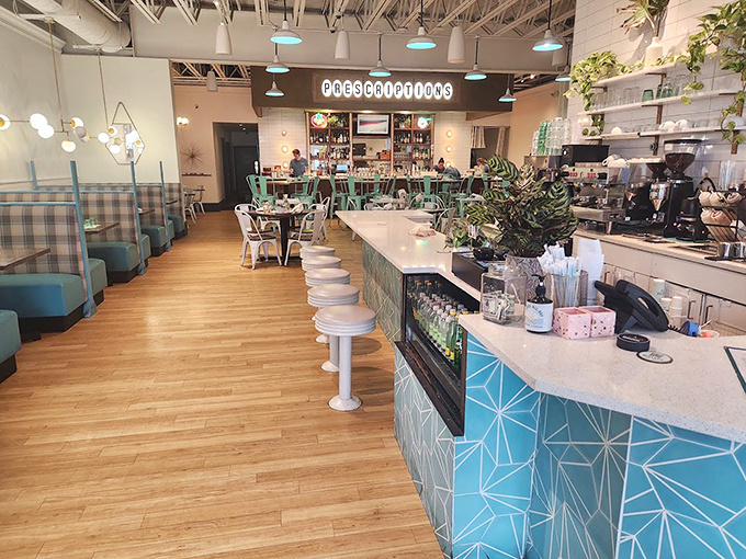 The airy, light-filled interior combines retro charm with modern sensibilities—like your coolest friend's apartment, but with better food.