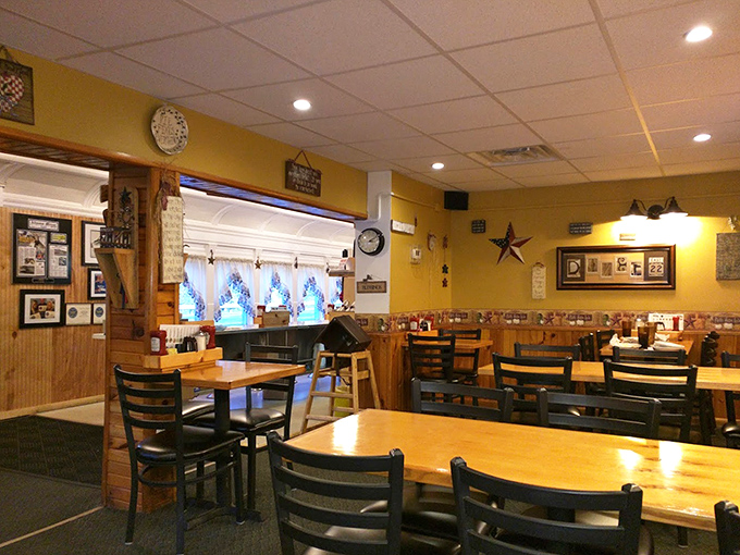 Warm wood tones and country charm create an atmosphere where calories don't count and diet talk is strictly prohibited.