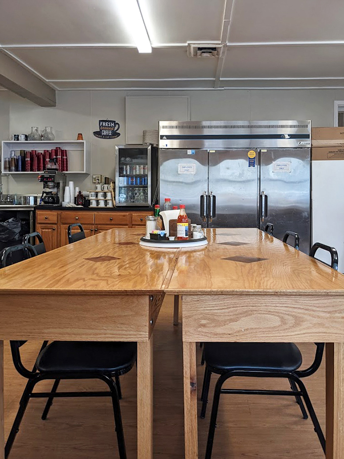 The community table&mdash;where solo diners find company, families gather, and the condiment caddy holds the secret to perfect breakfast customization.