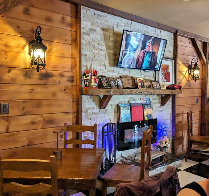 Rustic wooden walls and stone fireplace create the perfect backdrop for Polish comfort food&mdash;like dining in a mountain lodge in Zakopane.
