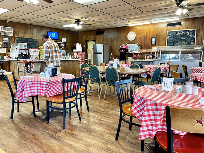 The dining room where strangers become neighbors over plates of comfort food and conversations about everything from weather to politics.
