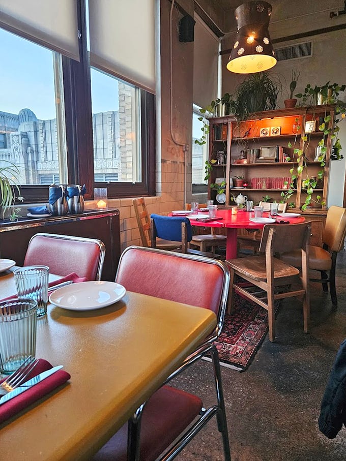 Vintage chairs, weathered tables, and strategic lighting create the kind of atmosphere where you'll want to linger long after dessert arrives.