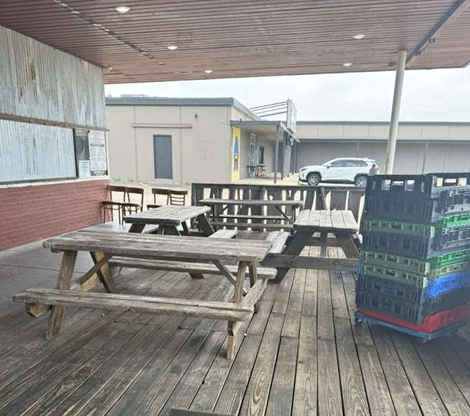 The outdoor picnic tables offer a rustic dining option where the only dress code is "bring your appetite" and napkins are non-negotiable.