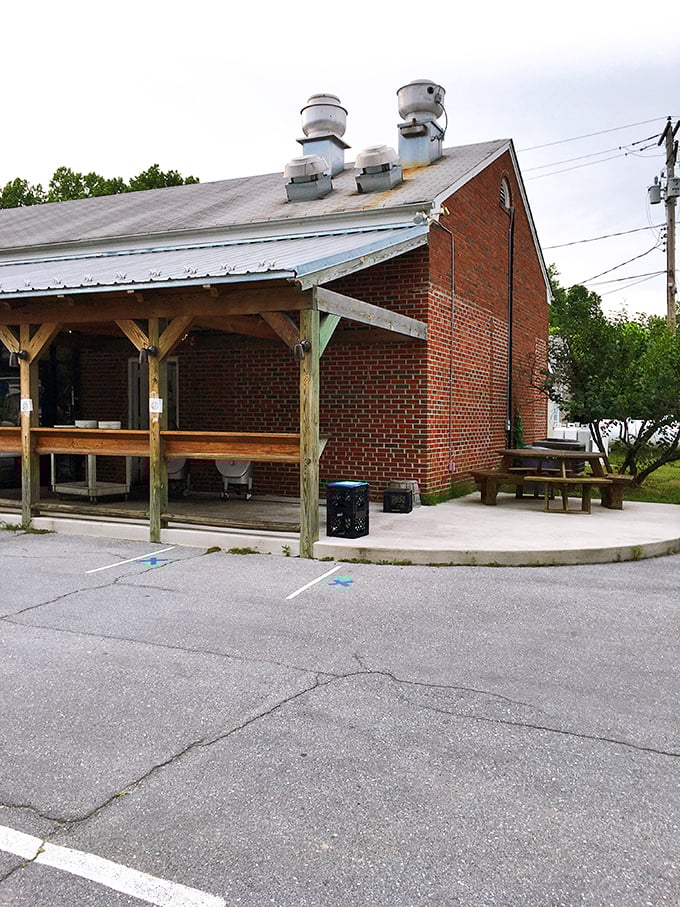 The side view reveals Casey's practical charm&mdash;picnic tables outside for those perfect Maryland spring days when eating crabs outdoors feels like a constitutional right.