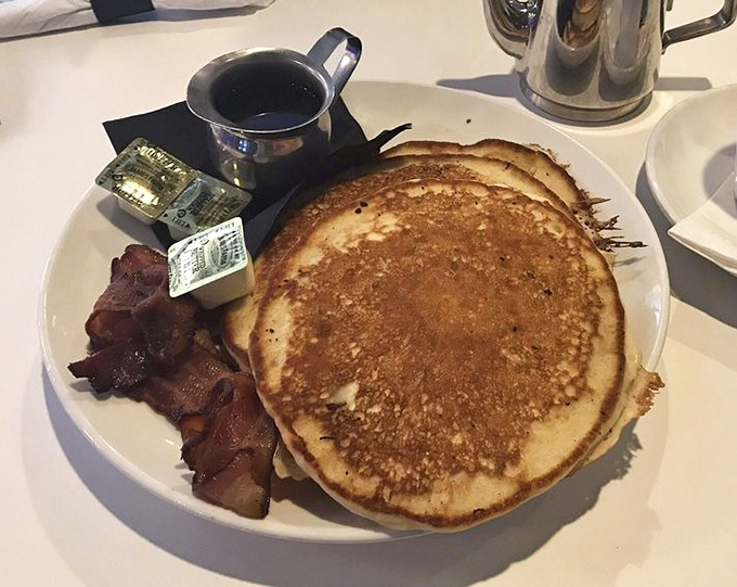 Pancakes so fluffy they could float away if not anchored by that crispy bacon&mdash;breakfast as it was meant to be.