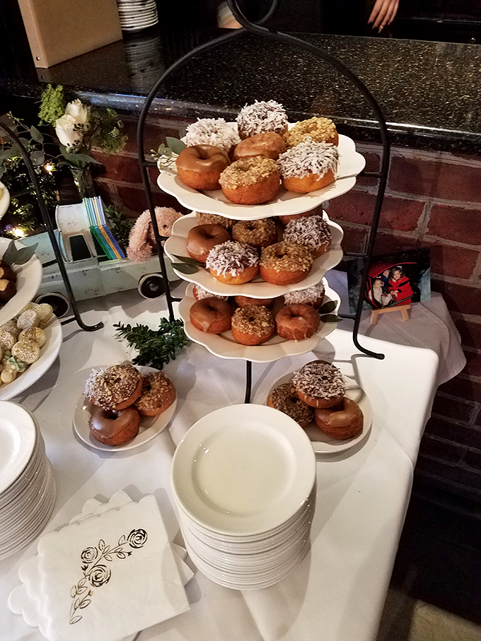The donut tower that turns any gathering into a celebration. Three tiers of joy that make wedding cakes nervous about their job security.
