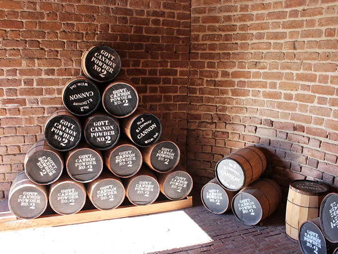 Government-issue gunpowder barrels stacked with military precision. Each one could turn the tide of battle&mdash;or at least make a spectacular boom.