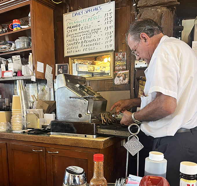 The daily specials board, where "fancy" means adding an extra egg to your order.