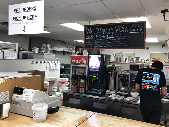 That pre-order sign is basically saying "skip the line, smarty pants"&mdash;wisdom comes with age and donut experience.
