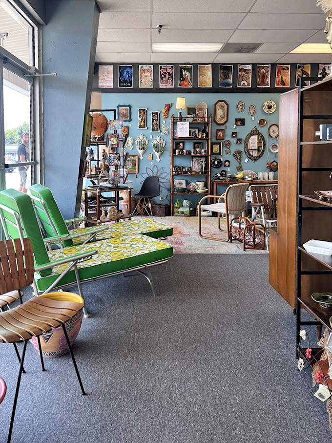 A vintage vignette that feels like walking onto the set of Mad Men, if Don Draper had better taste in wall art.