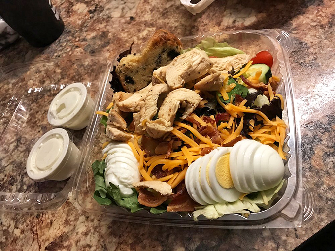 A salad that doesn't feel like punishment. Fresh ingredients thoughtfully arranged with protein that makes this a meal, not just a side thought.