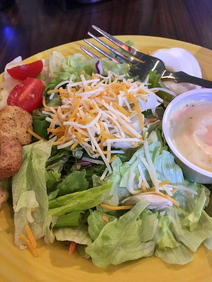 A house salad that defies the "sad salad" stereotype &ndash; fresh, colorful, and substantial enough to earn respect at a table of comfort food.