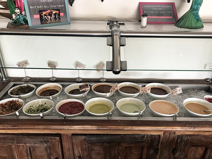 The legendary salsa bar at La Santisima&mdash;where mild-mannered diners transform into heat-seeking flavor adventurers. Choose your own culinary adventure!