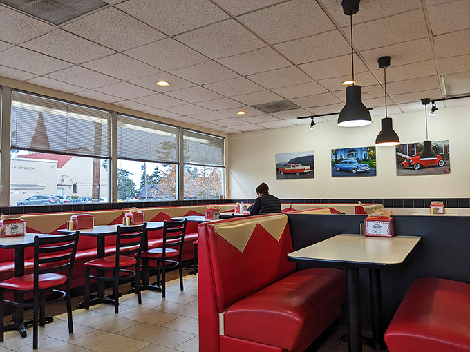 Red booths await like old friends, ready to cradle you comfortably while you indulge in America's favorite comfort foods.