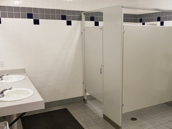 Even the restrooms maintain the store's commitment to cleanliness and organization – a rarity in the thrift store universe.