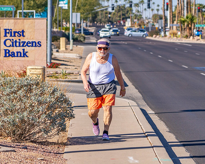 Fashion statement or fitness fanatic? This gentleman proves retirement isn't about slowing down—it's about having the freedom to pick up the pace.