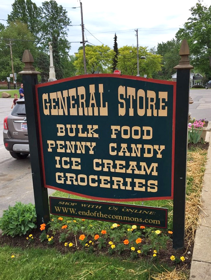 A sign that promises exactly what you'll find inside. No false advertising here &ndash; just bulk food, penny candy, and memories waiting to be made.