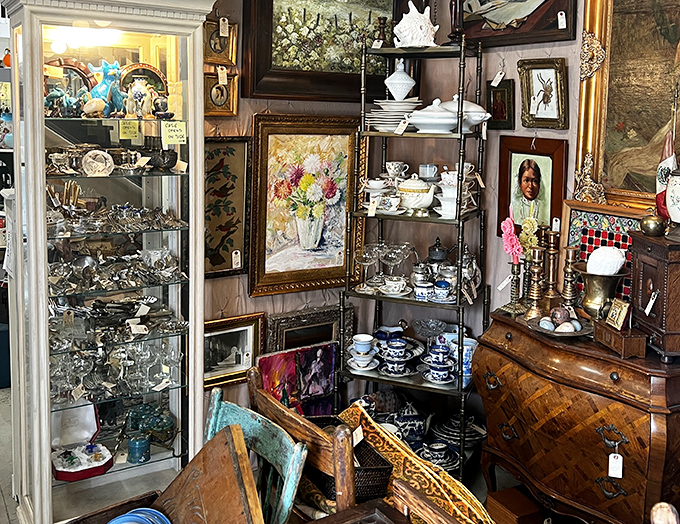 This isn't just another cluttered corner; it's a treasure map where X marks the spot for that perfect china set you didn't know you needed.