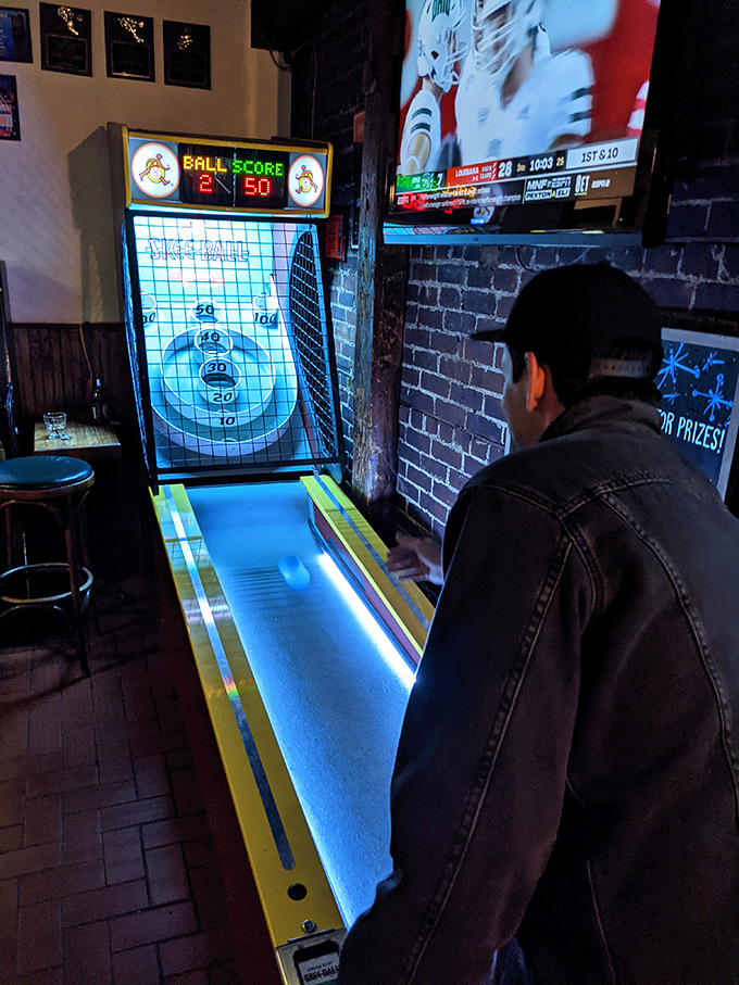 Classic skee-ball provides entertainment between wing rounds &ndash; because why should kids have all the fun?