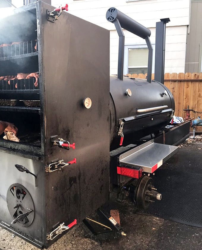 The mighty smoker where all the magic happens, turning tough cuts into tender treasures.