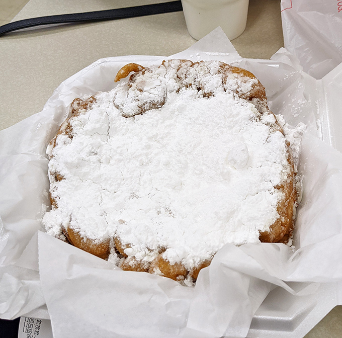 Flea market fuel! This powdered sugar masterpiece provides the essential energy boost needed for serious treasure hunting expeditions.