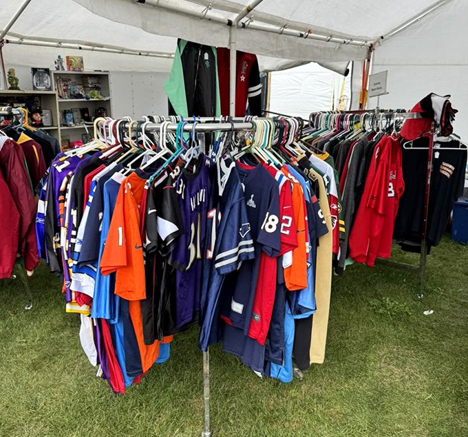 Sports jerseys hanging like colorful flags of fandom&mdash;each representing not just a team, but entire chapters of someone's life story.