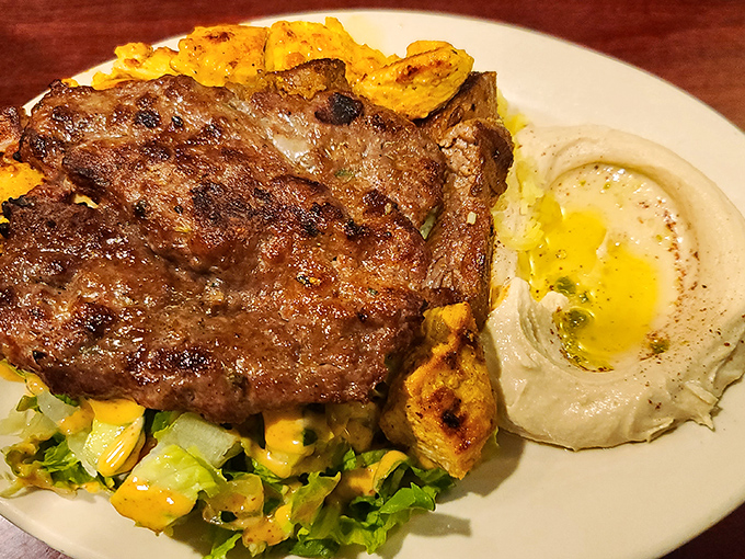 When a Mediterranean restaurant nails a steak, you know they're serious. This plate says, "Yes, we do lamb and falafel, but we also understand the primal joy of beef."