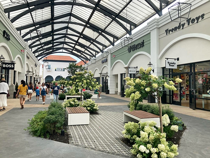 Those hydrangeas aren't just decoration&mdash;they're nature's way of saying "take a breath between purchases." Retail therapy with actual therapy. 