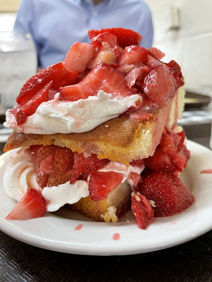 Strawberry shortcake that's worth saving room for&mdash;towering layers of cake, berries, and cream that make you wonder why anyone bothers with fancy desserts.