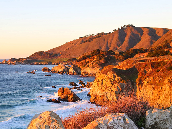 Golden hour in Big Sur&mdash;when the California coast looks like it's been filtered by Instagram's most expensive setting.