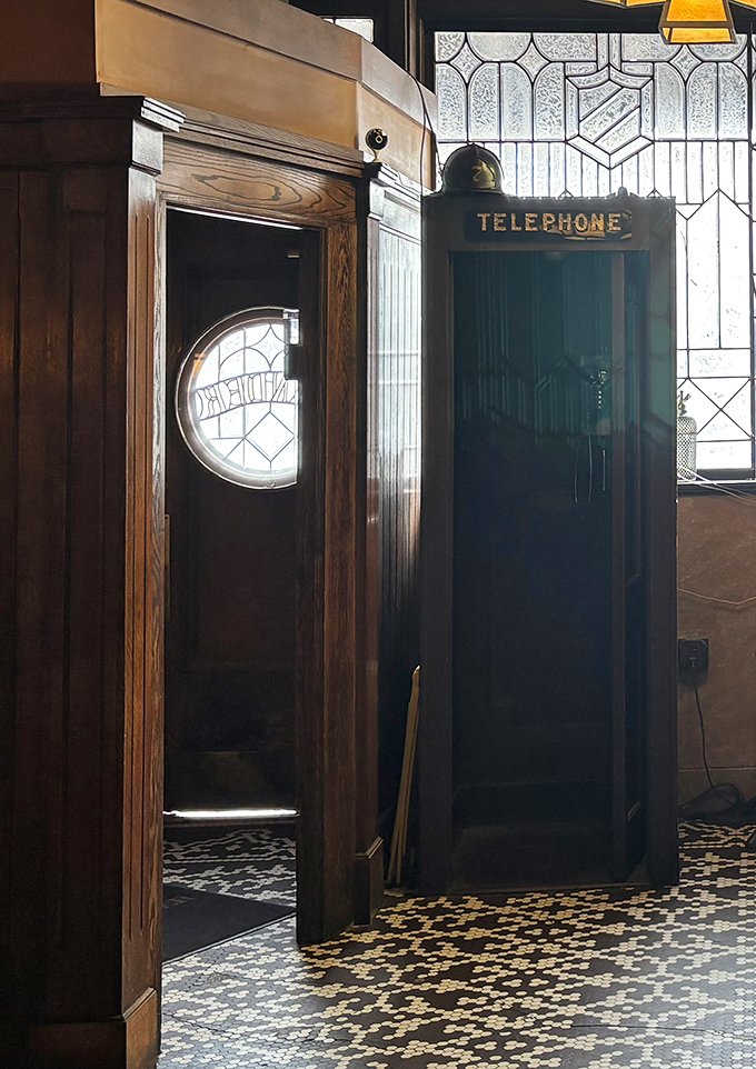 An actual telephone booth&mdash;because at Bender's, "vintage" isn't a design choice, it's simply what happens when you don't fix what isn't broken.