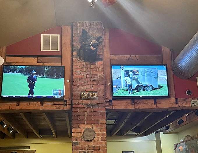 Where sports on TV and barbecue on plates create the kind of harmony that brings tears to grown men's eyes.