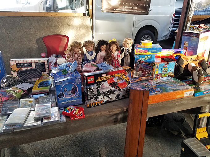 Dolls and LEGO sets waiting for new homes &ndash; childhood dreams at secondhand prices, no assembly instructions for the memories they'll create.