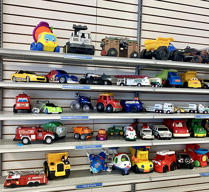 Toys wait patiently for second chances to spark imagination and create new childhood memories.